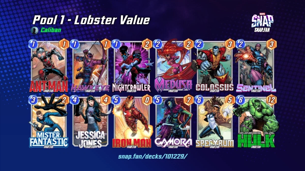 Pool 1 - Lobster Value by Caliban - Marvel Snap Decks - snap.fan
