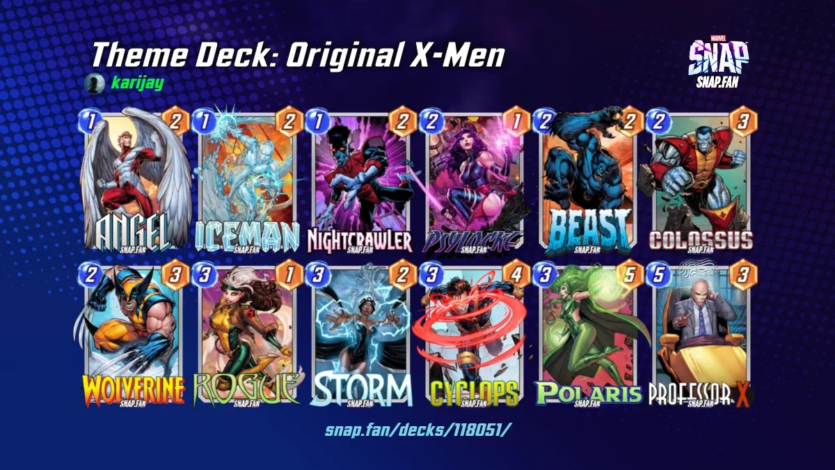Theme Deck: Original X-Men by karijay - Marvel Snap Decks - snap.fan