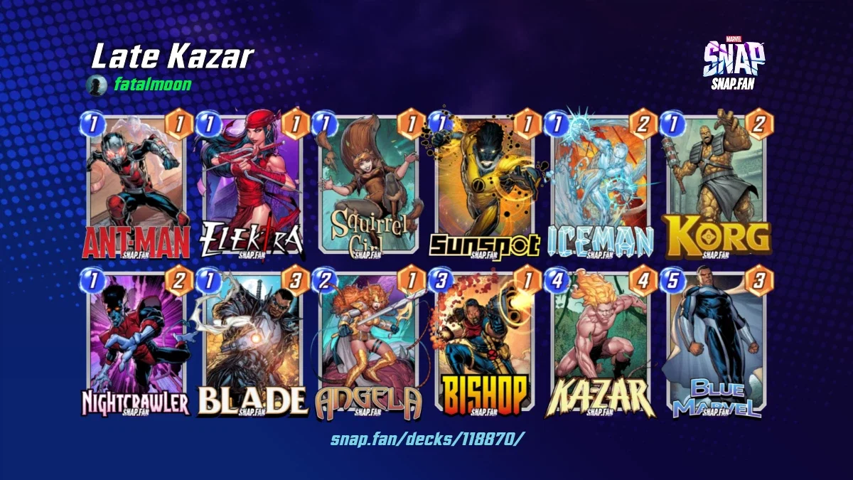 Late Kazar by fatalmoon - Marvel Snap Decks - snap.fan