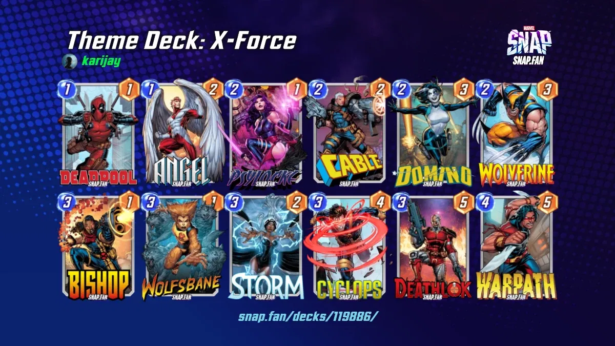 Theme Deck: X-Force by karijay - Marvel Snap Decks - snap.fan