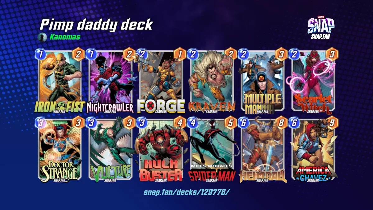 Pimp daddy deck by Kanomas - Marvel Snap Decks - snap.fan