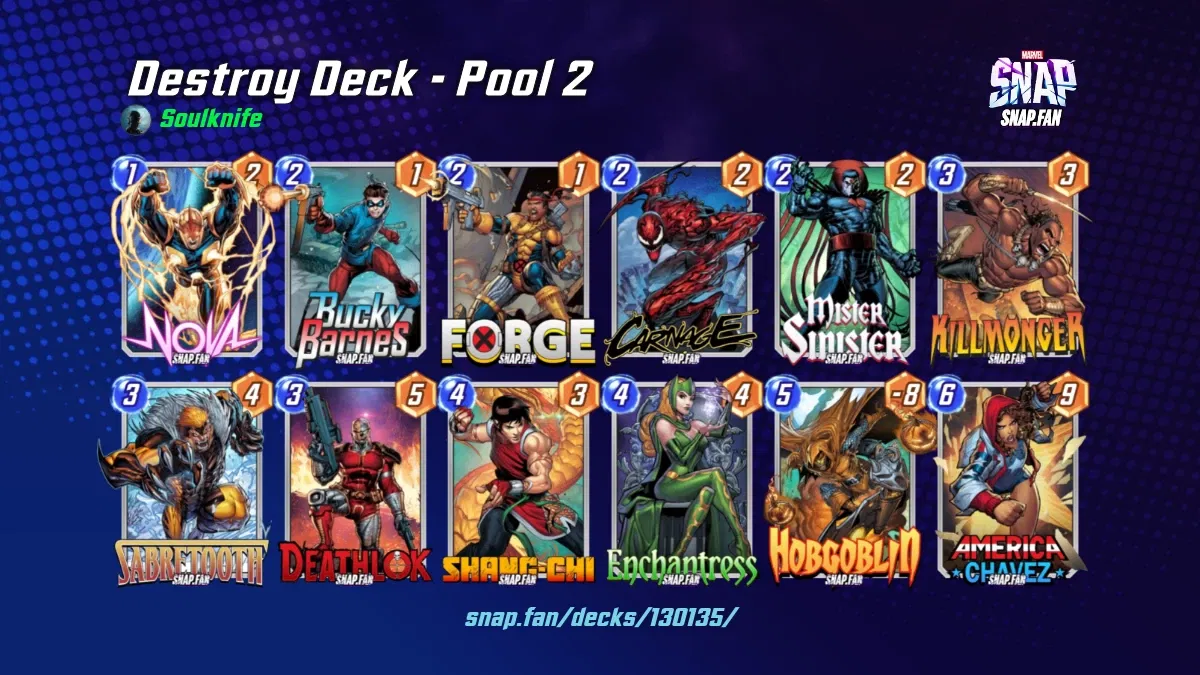 Destroy Deck - Pool 2 by Soulknife - Marvel Snap Decks - snap.fan