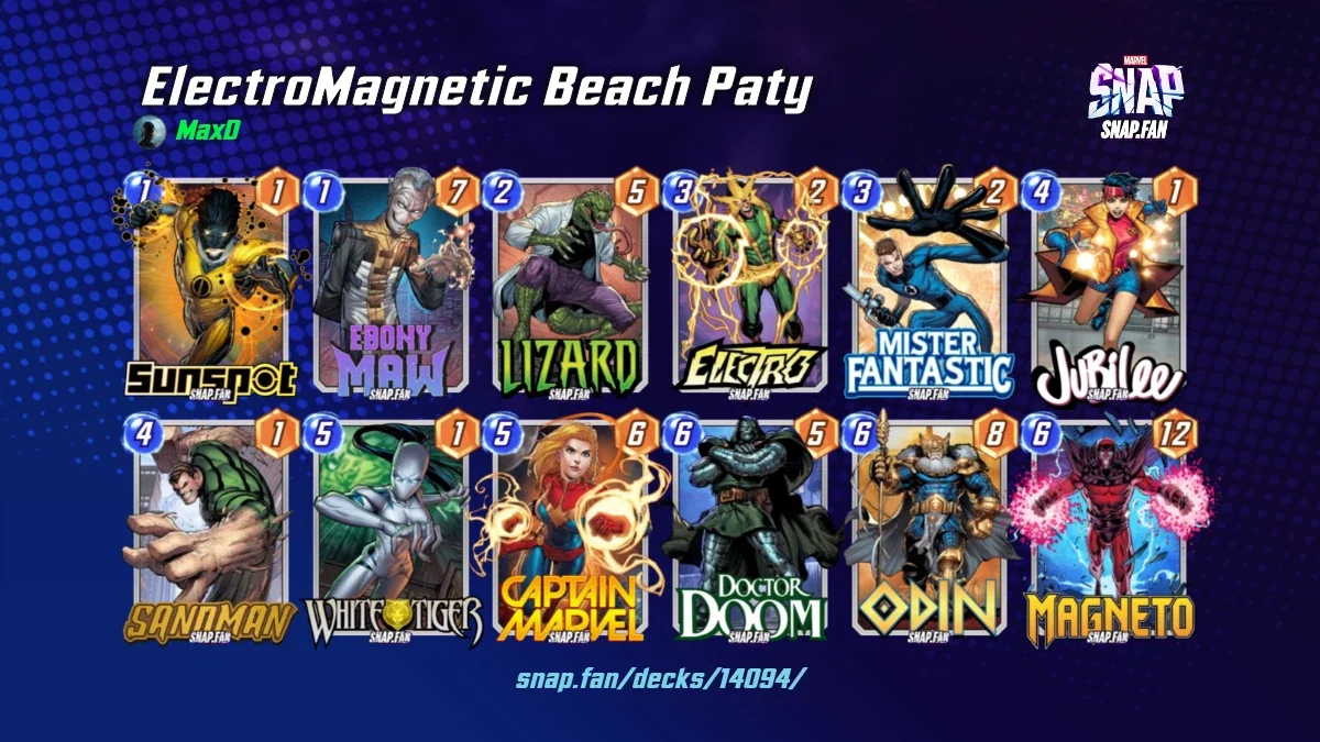 ElectroMagnetic Beach Paty by MaxD - Marvel Snap Decks - snap.fan