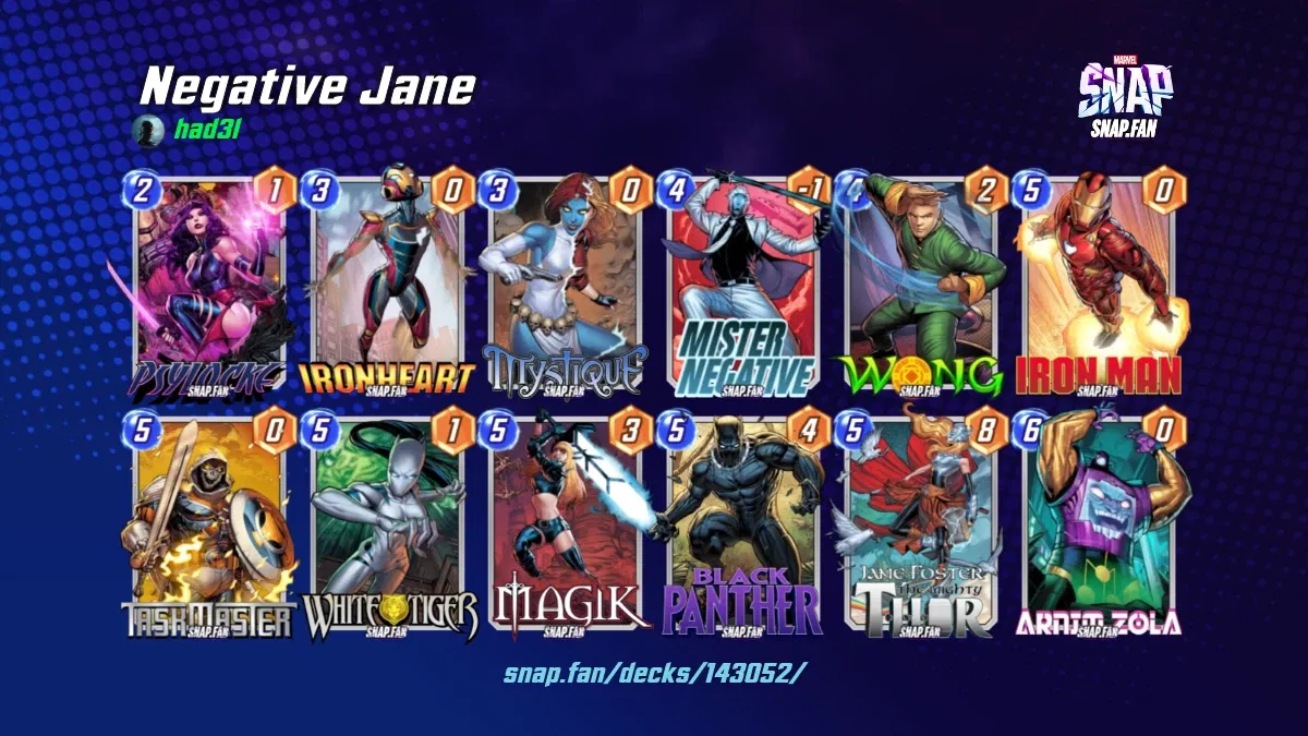 Negative Jane by had3l - Marvel Snap Decks - snap.fan
