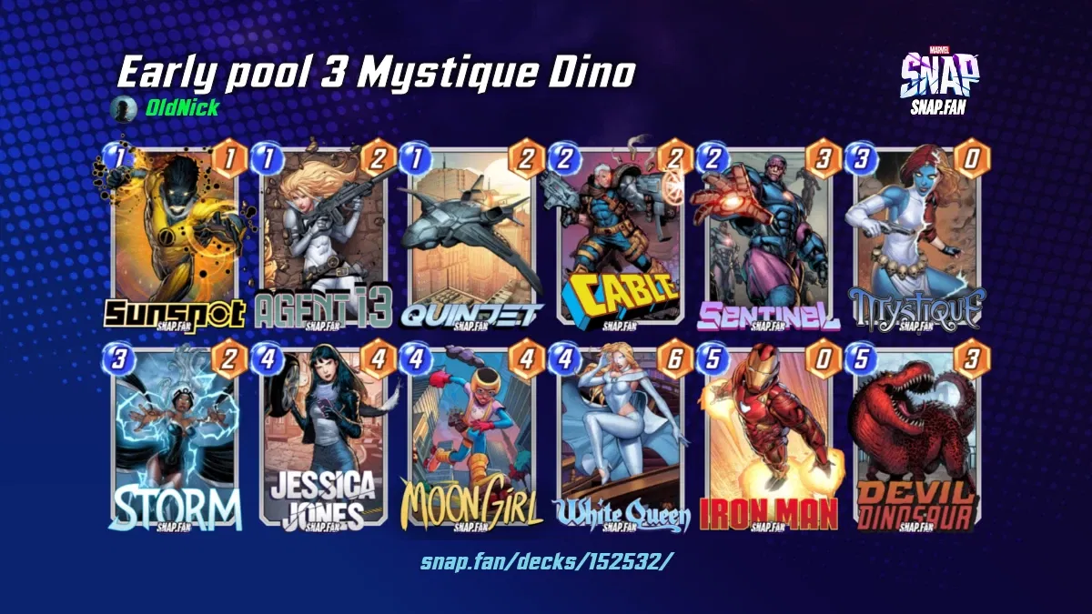 Early pool 3 Mystique Dino by OldNick - Marvel Snap Decks - snap.fan