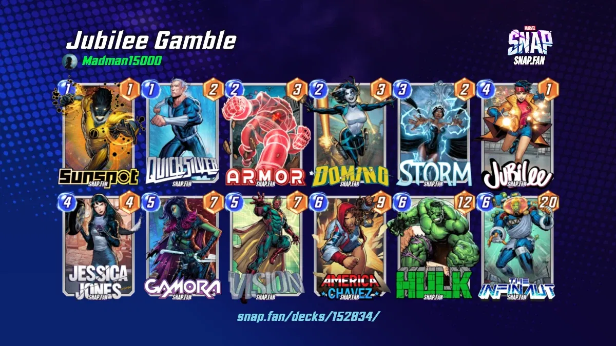 Jubilee Gamble by Madman15000 - Marvel Snap Decks - snap.fan