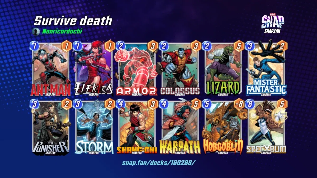 Survive death by Nonricordochi - Marvel Snap Decks - snap.fan