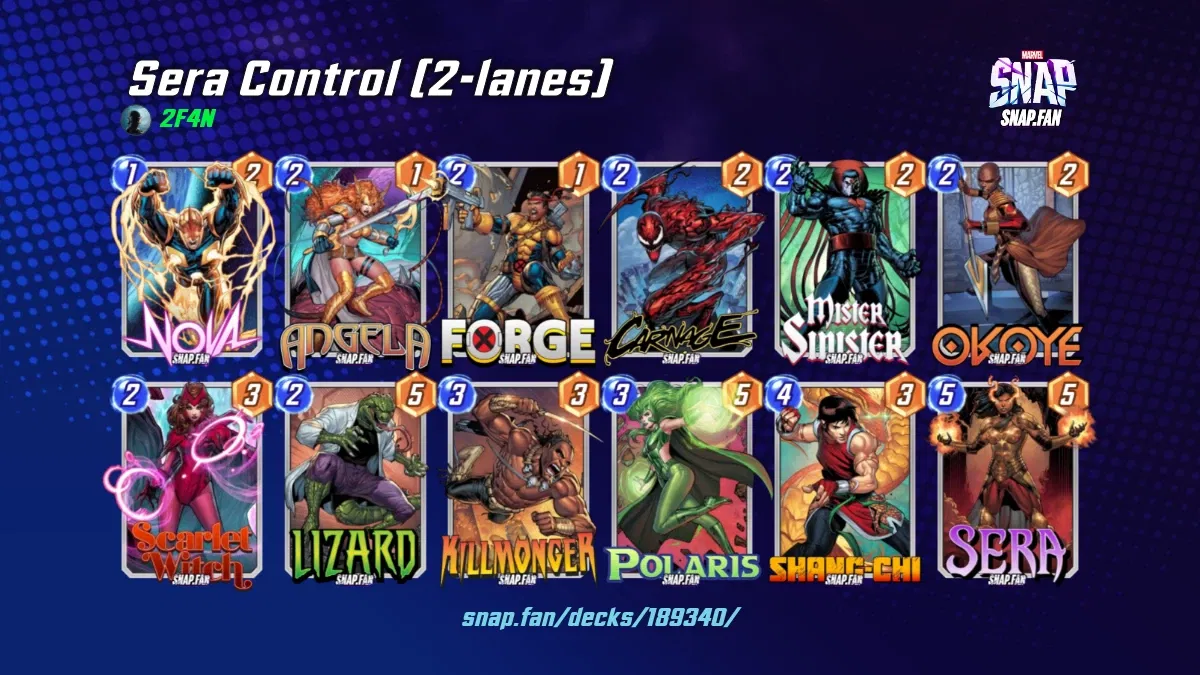 Sera Control (2-lanes) by 2F4N - Marvel Snap Decks - snap.fan