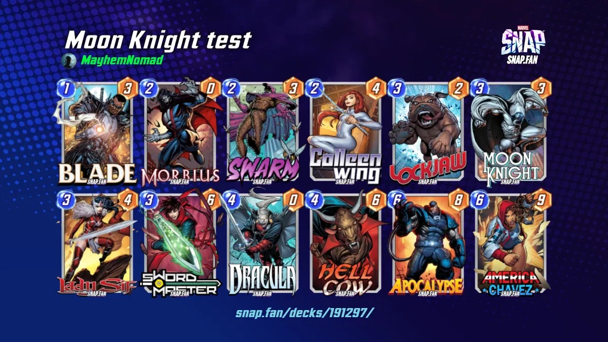 Moon Knight test by MayhemNomad - Marvel Snap Decks - snap.fan