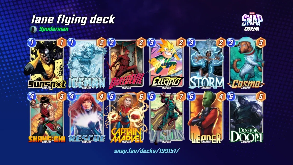 lane flying deck by Spoderman - Marvel Snap Decks - snap.fan