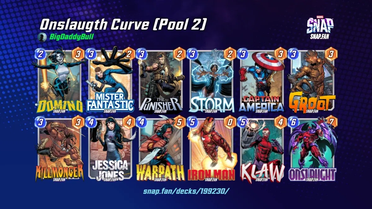 Onslaugth Curve (Pool 2) by BigDaddyBull - Marvel Snap Decks - snap.fan
