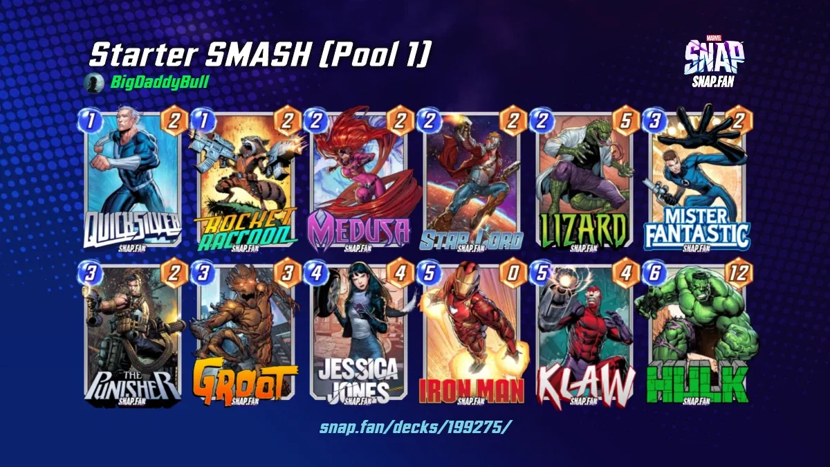 Starter SMASH (Pool 1) by BigDaddyBull - Marvel Snap Decks - snap.fan