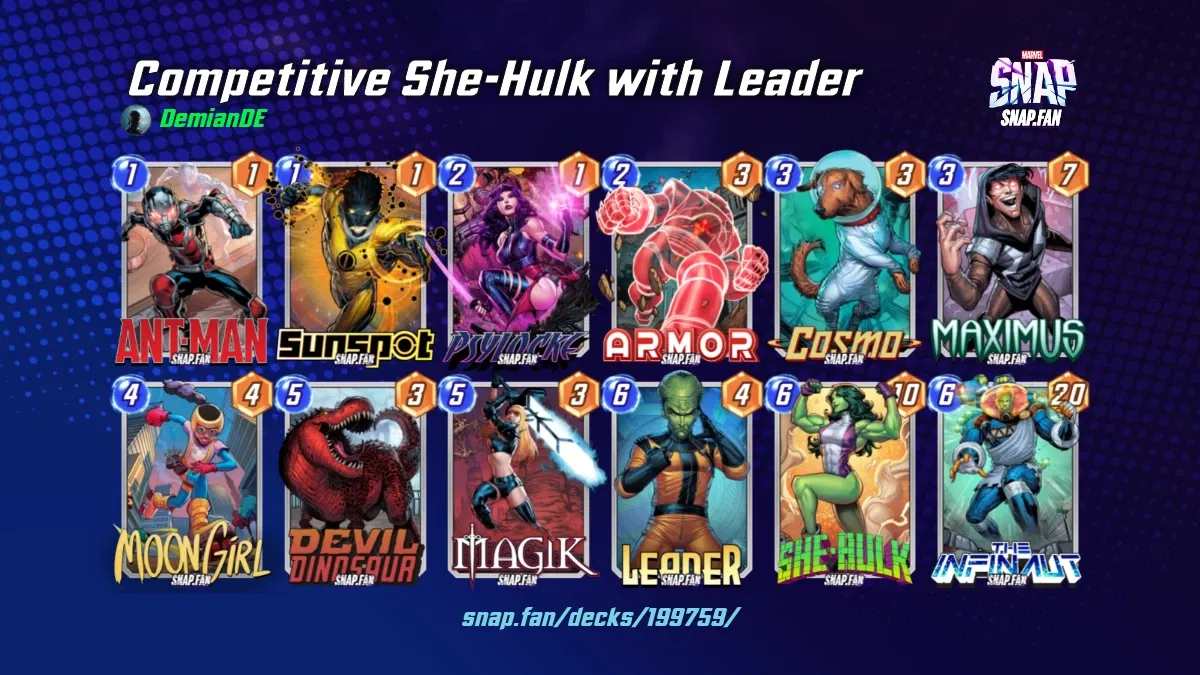Competitive She-Hulk with Leader by DemianDE - Marvel Snap Decks - snap.fan