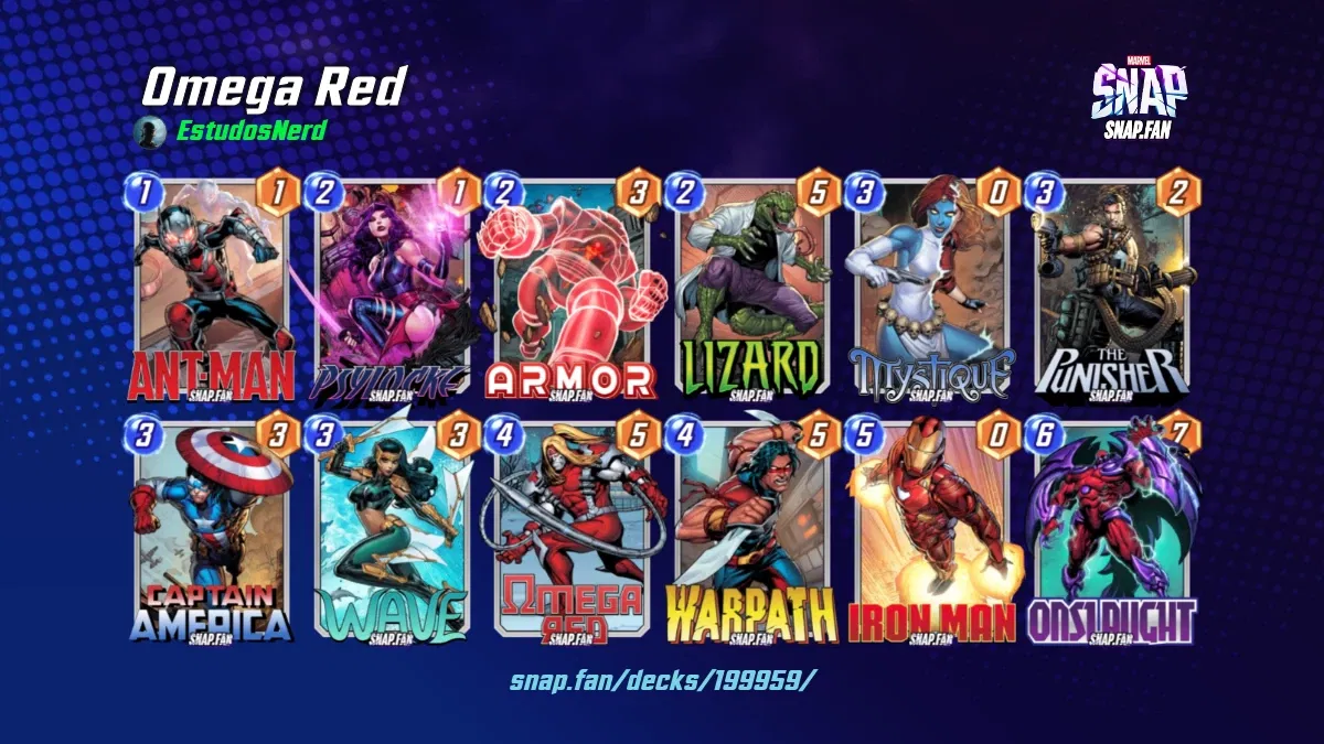 Omega Red by EstudosNerd - Marvel Snap Decks - snap.fan
