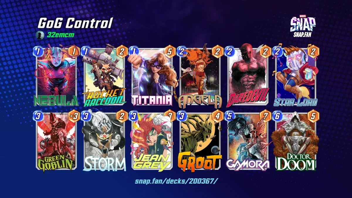 GoG Control by 32emcm - Marvel Snap Decks - snap.fan
