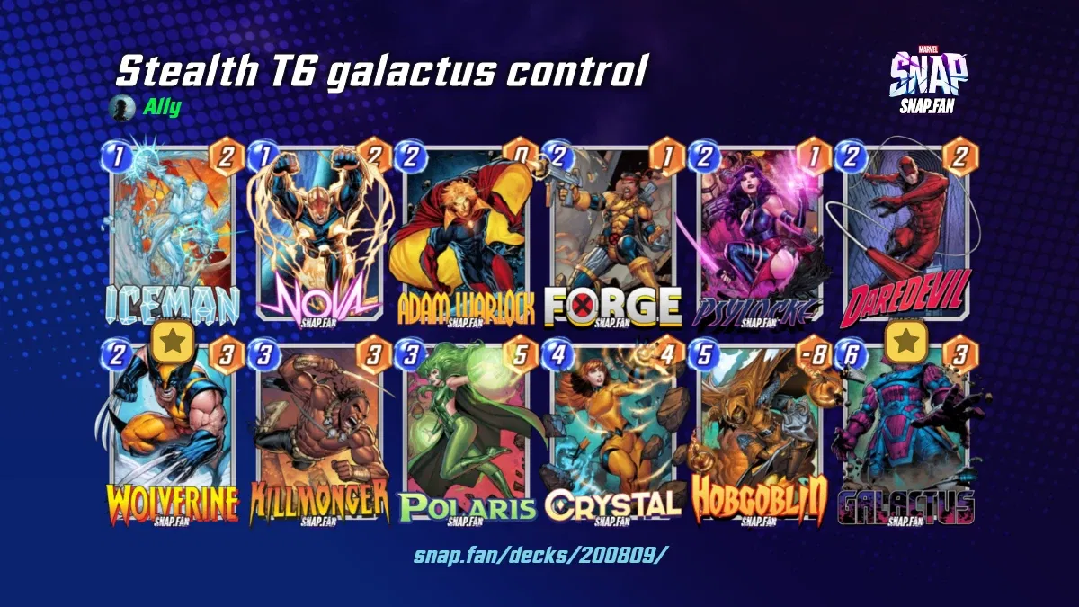 Stealth T6 galactus control by Ally - Marvel Snap Decks - snap.fan