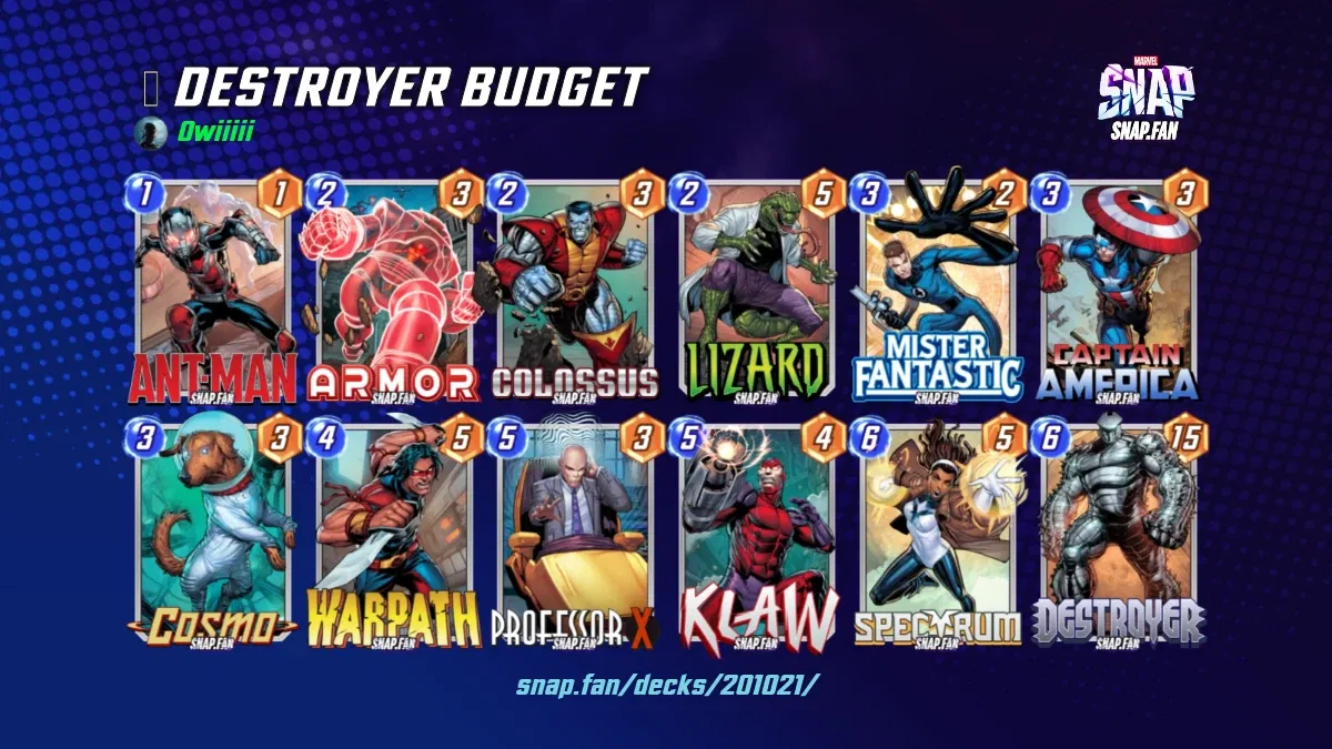 🐌 DESTROYER BUDGET by Owiiiii - Marvel Snap Decks - snap.fan