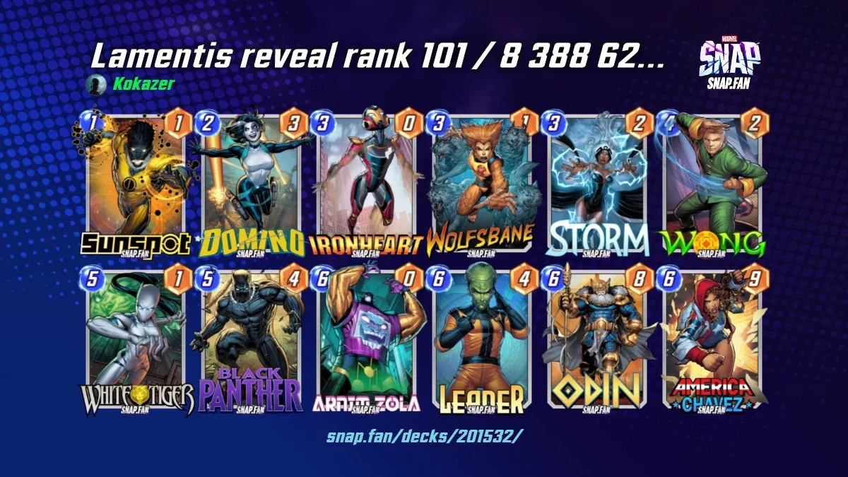 Lamentis reveal rank 101 / 8 388 620 power record by Kokazer - Marvel ...
