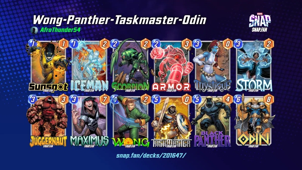 Wong-Panther-Taskmaster-Odin by AfroThunder54 - Marvel Snap Decks - snap.fan