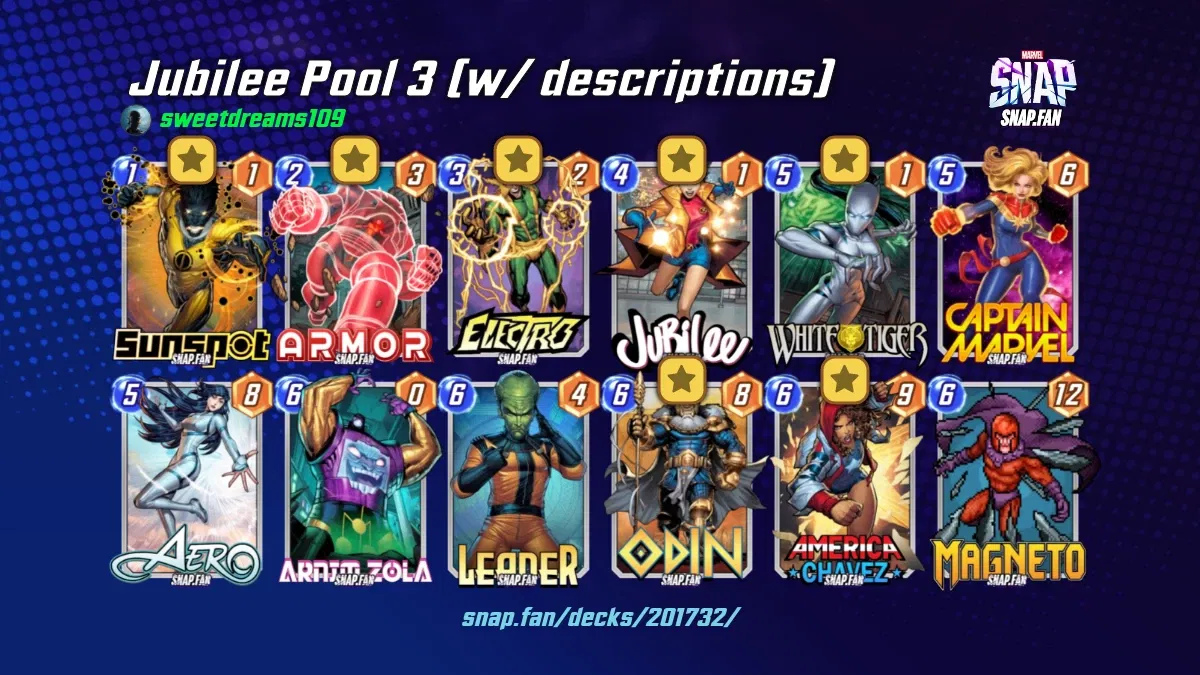 Jubilee Pool 3 (w/ descriptions) by sweetdreams109 - Marvel Snap Decks ...