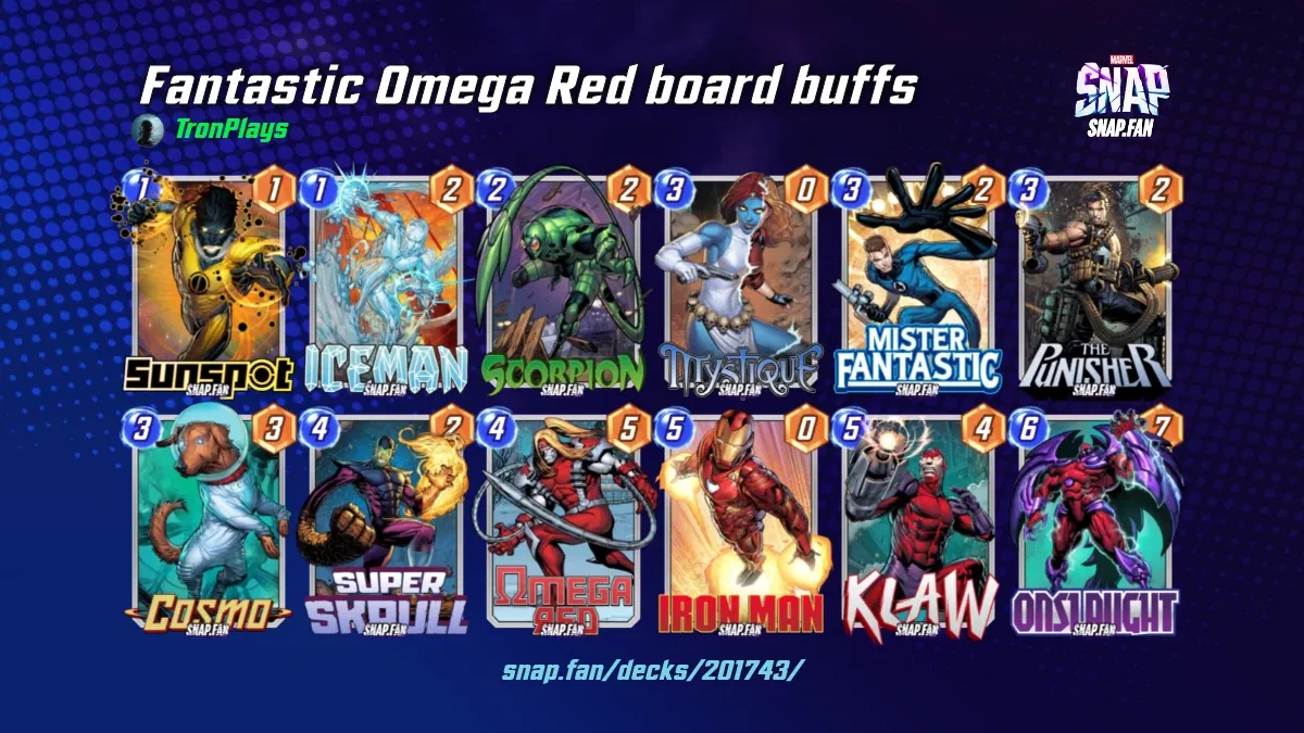 Fantastic Omega Red board buffs by TronPlays - Marvel Snap Decks - snap.fan