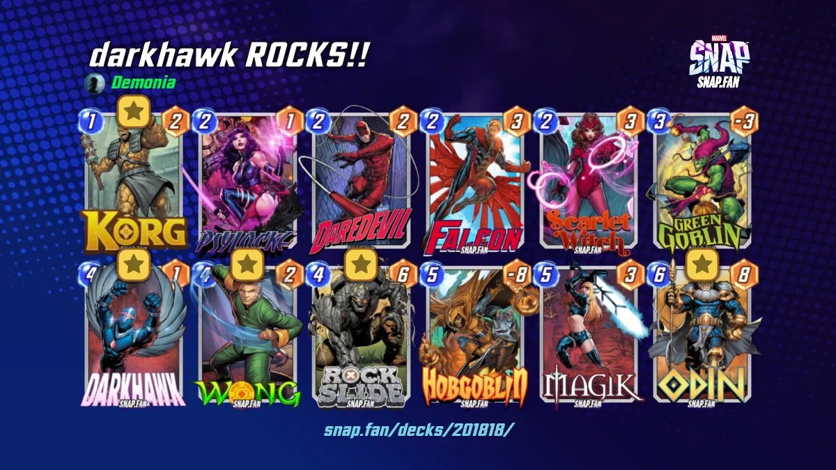 darkhawk ROCKS!! by Demonia - Marvel Snap Decks - snap.fan