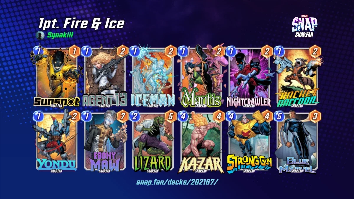 1pt. Fire & Ice by Synakill - Marvel Snap Decks - snap.fan