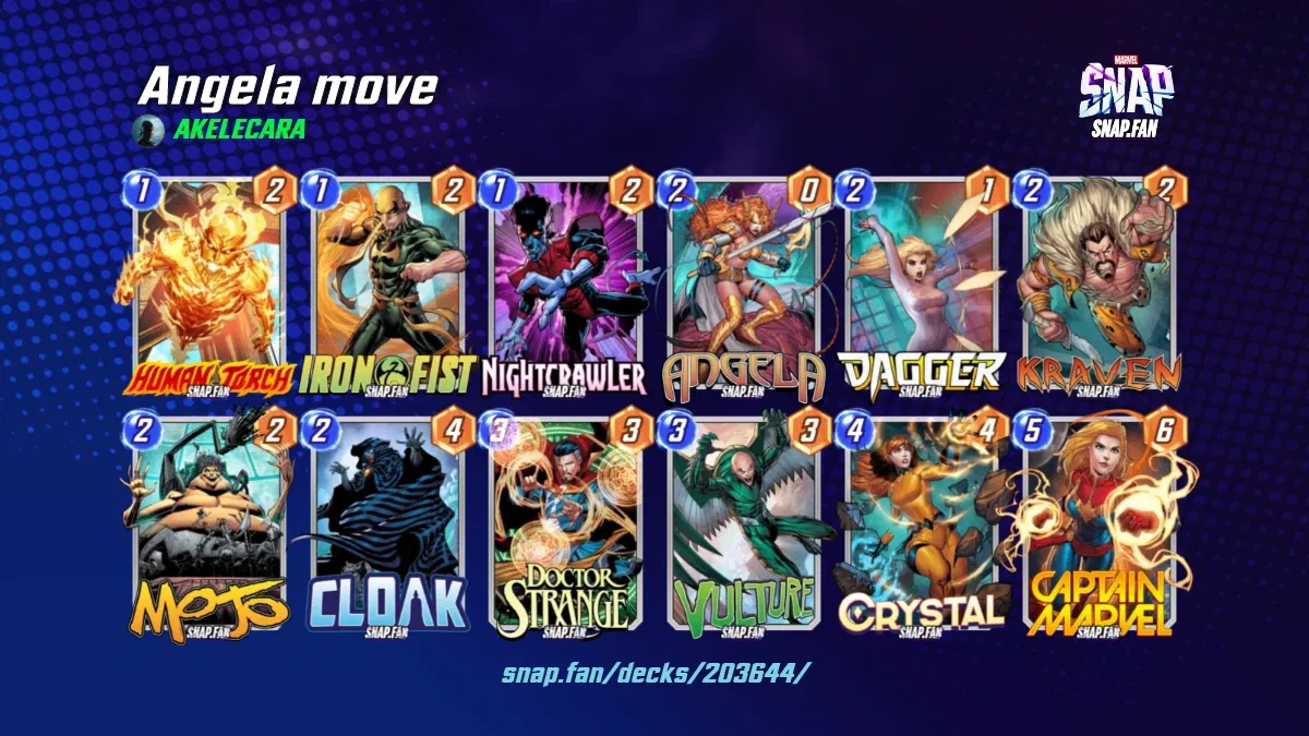 Angela move by AKELECARA - Marvel Snap Decks - snap.fan
