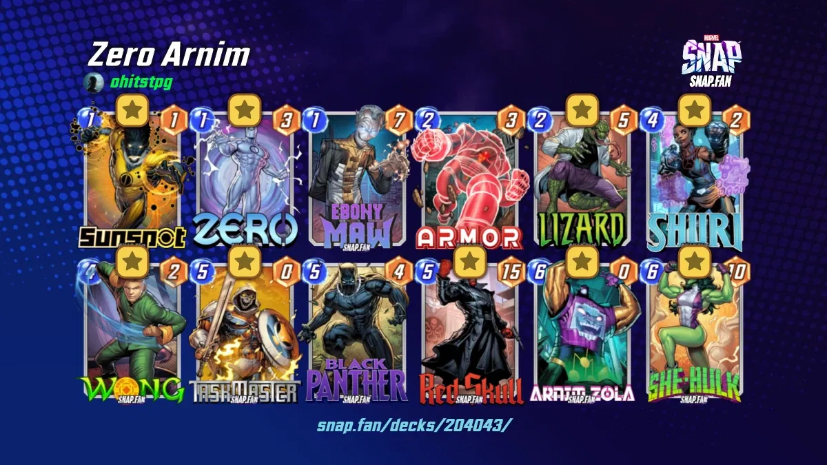 Zero Arnim by ohitstpg - Marvel Snap Decks - snap.fan