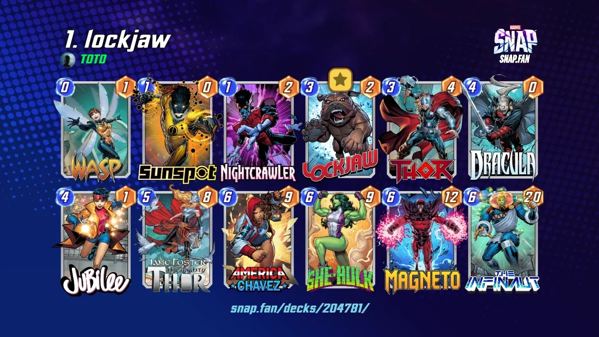 1. lockjaw by TOTO - Marvel Snap Decks - snap.fan