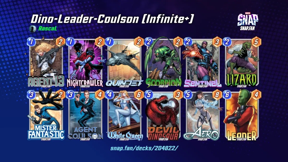 Dino-Leader-Coulson (Infinite+) by RascaL - Marvel Snap Decks - snap.fan