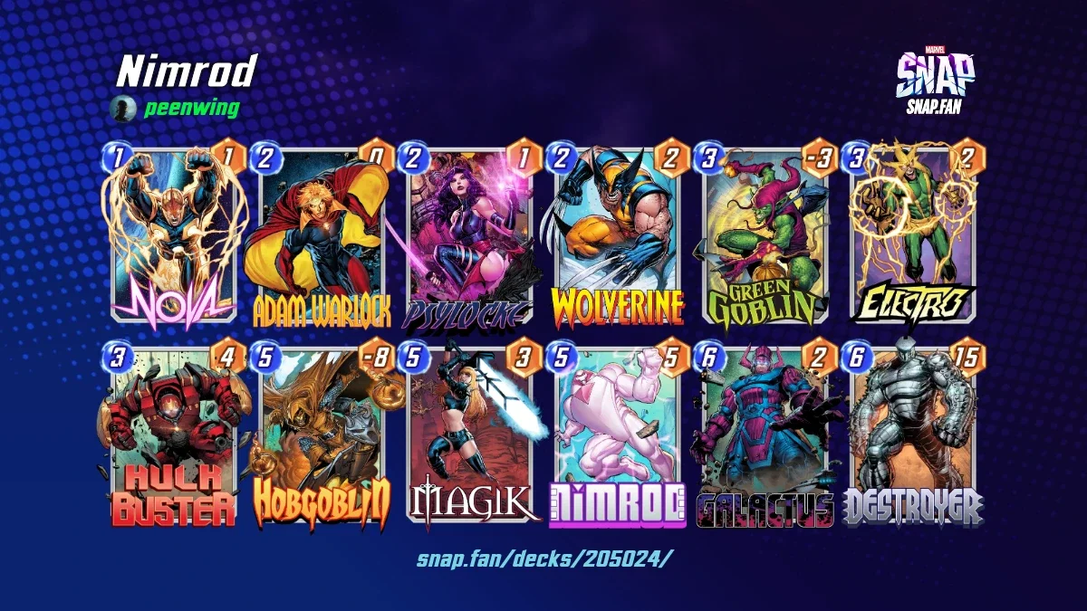 Nimrod by peenwing - Marvel Snap Decks - snap.fan