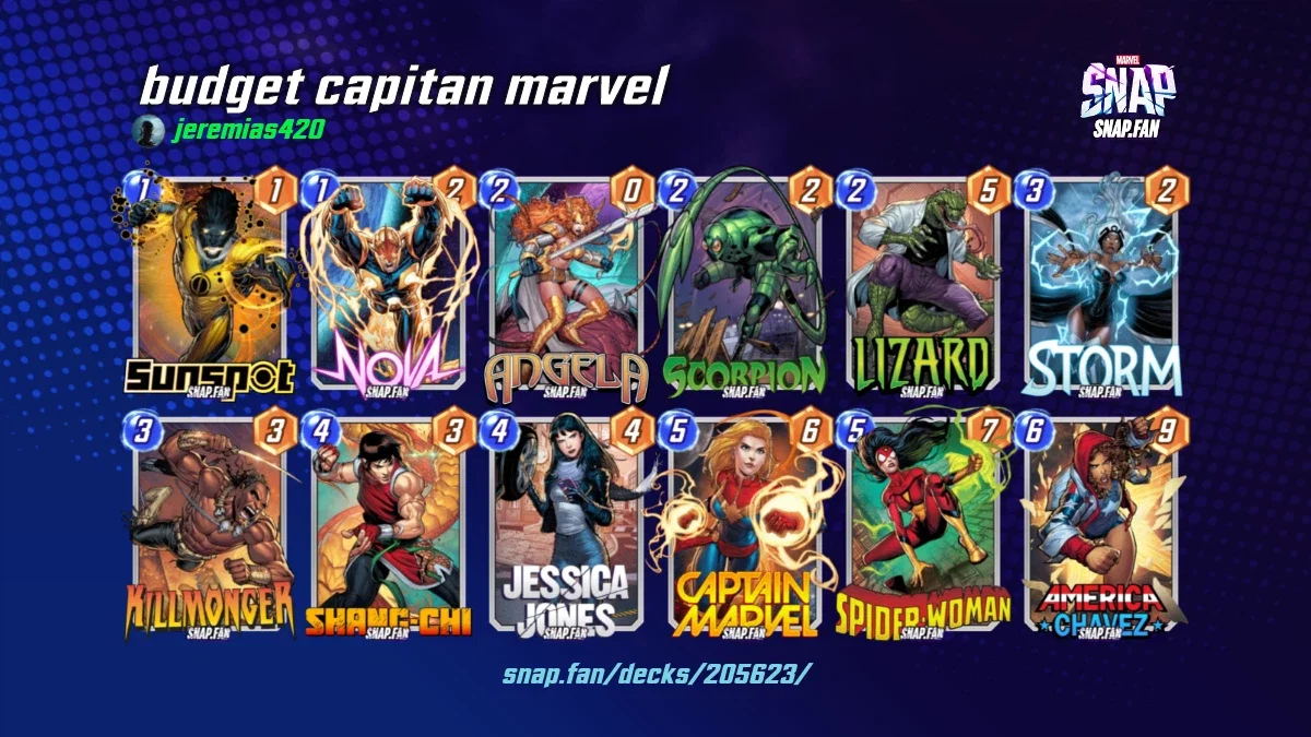 budget capitan marvel by jeremias420 - Marvel Snap Decks - snap.fan