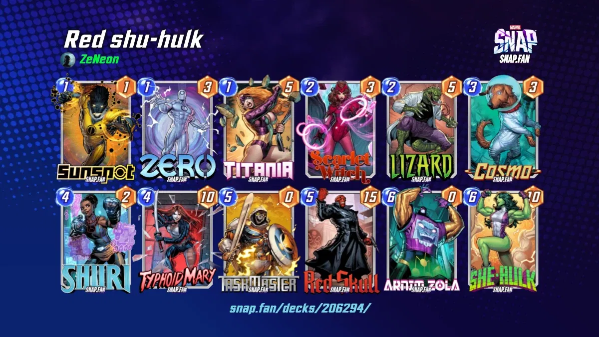 Red shu-hulk by ZeNeon - Marvel Snap Decks - snap.fan