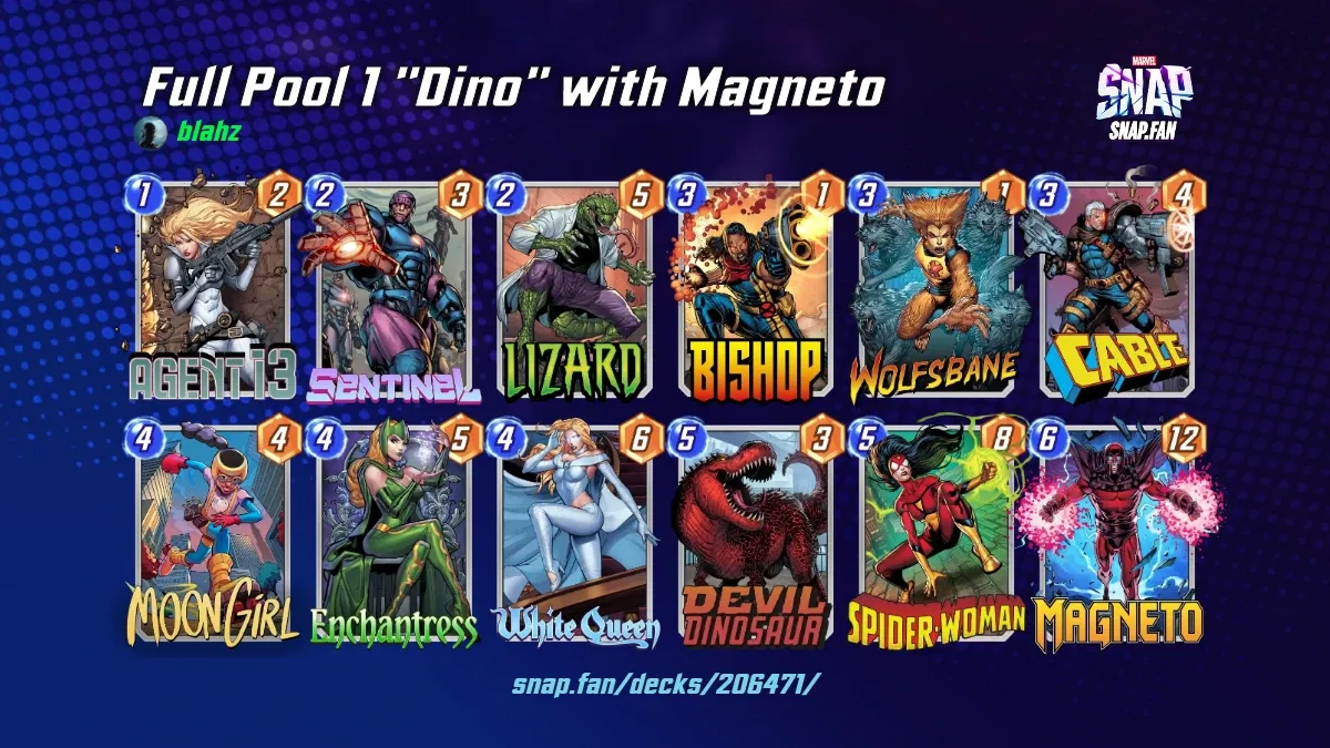 Full Pool 1 "Dino" with Magneto by blahz - Marvel Snap Decks - snap.fan