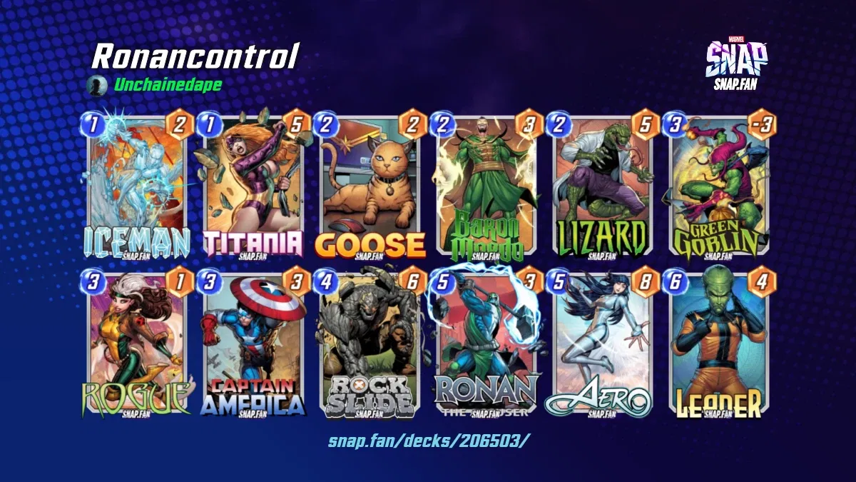 Ronancontrol by Unchainedape - Marvel Snap Decks - snap.fan
