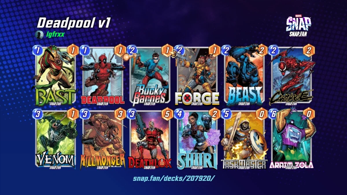 Deadpool v1 by lgfrxx - Marvel Snap Decks - snap.fan