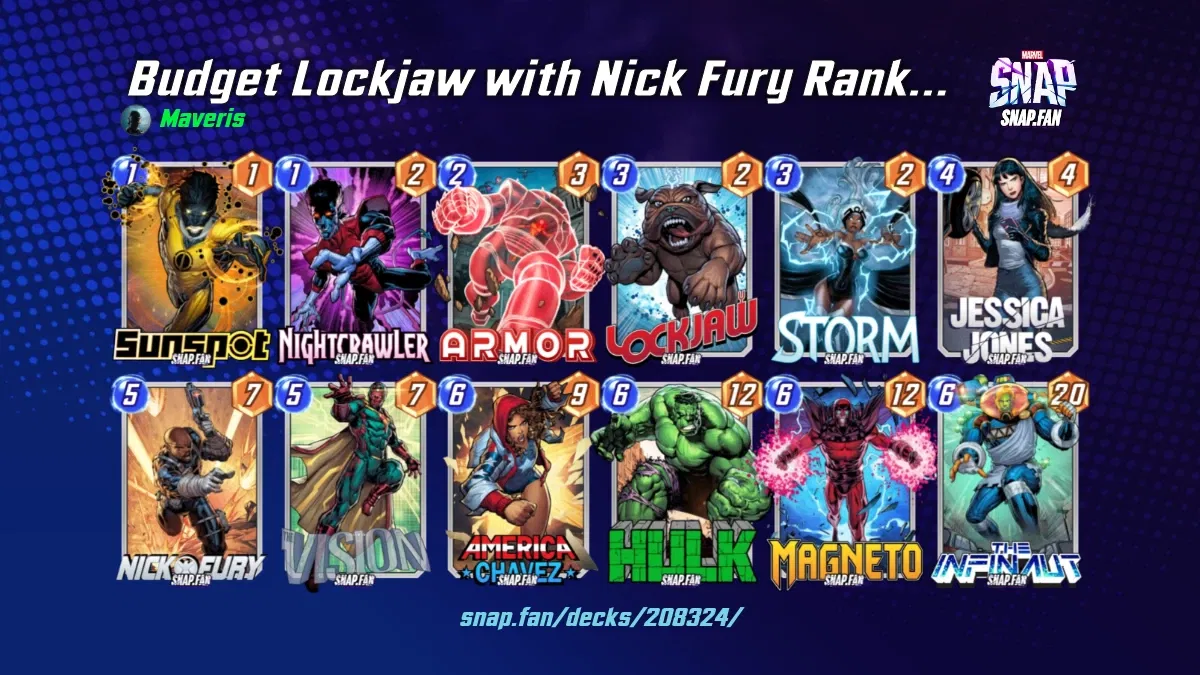 Budget Lockjaw with Nick Fury Ranks 100-101 by Maveris - Marvel Snap ...