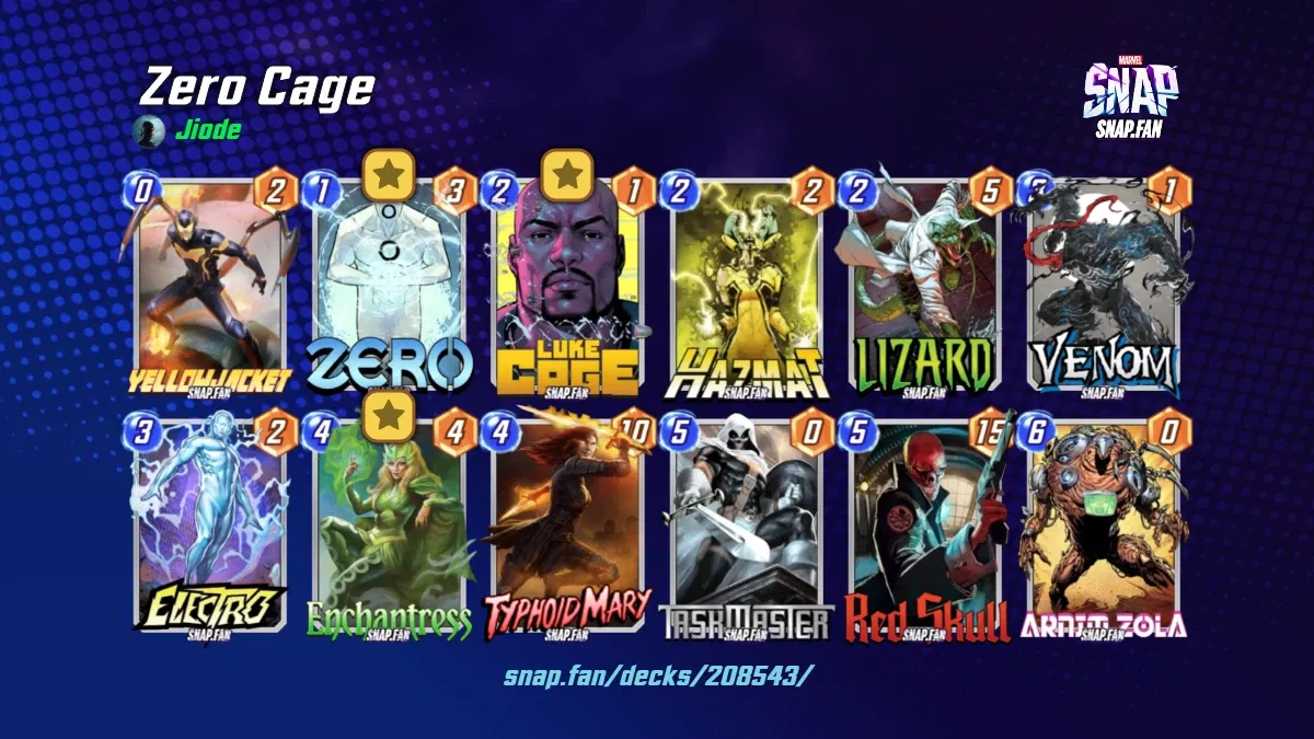 Zero Cage by Jiode - Marvel Snap Decks - snap.fan