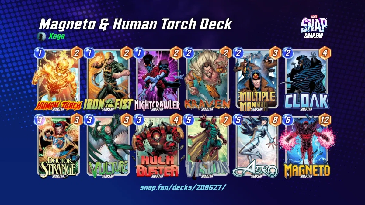 Magneto & Human Torch Deck by Xega - Marvel Snap Decks - snap.fan