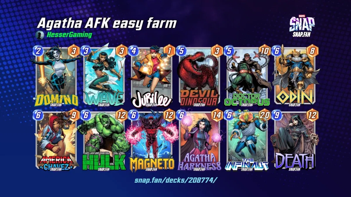 Agatha AFK easy farm by HesserGaming - Marvel Snap Decks - snap.fan