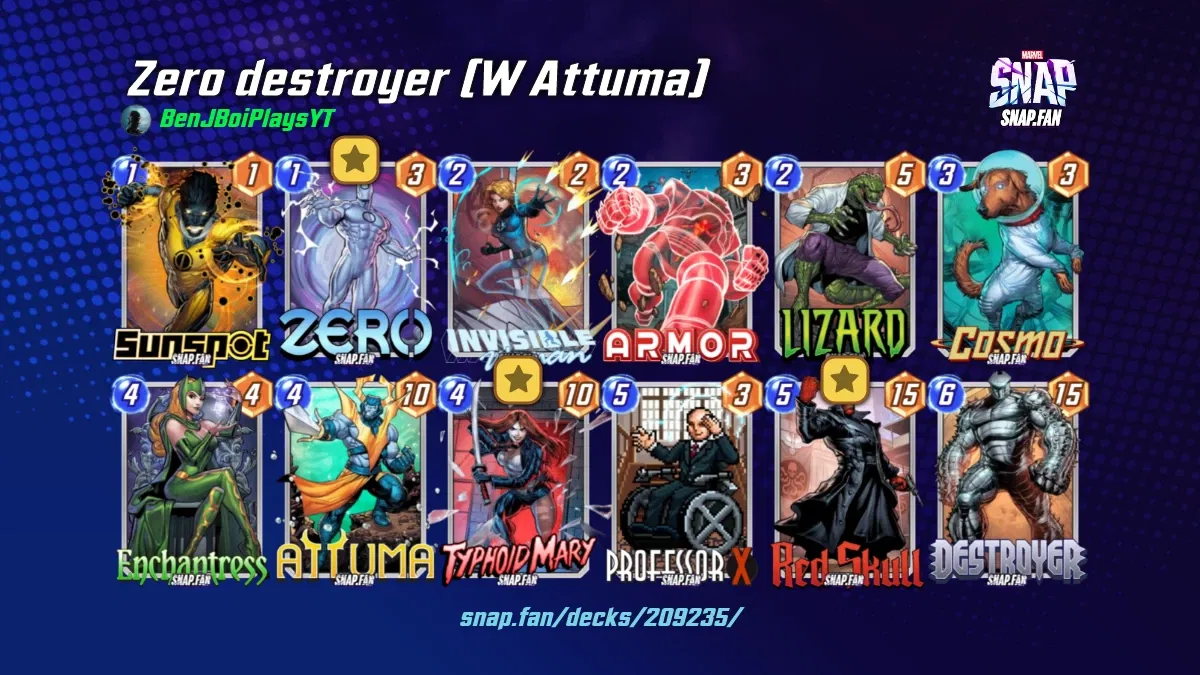 Zero destroyer (W Attuma) by BenJBoiPlaysYT - Marvel Snap Decks - snap.fan