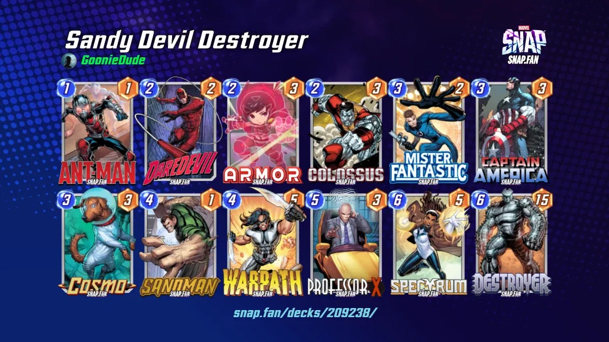 Sandy Devil Destroyer by GoonieDude - Marvel Snap Decks - snap.fan