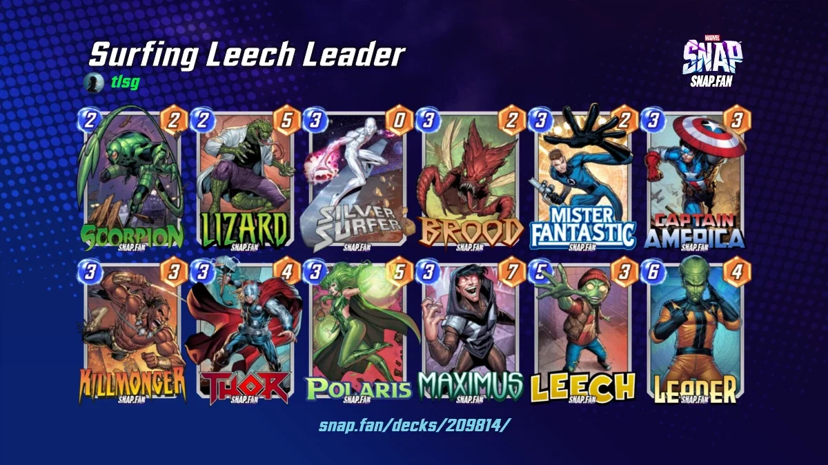 Surfing Leech Leader by tlsg - Marvel Snap Decks - snap.fan