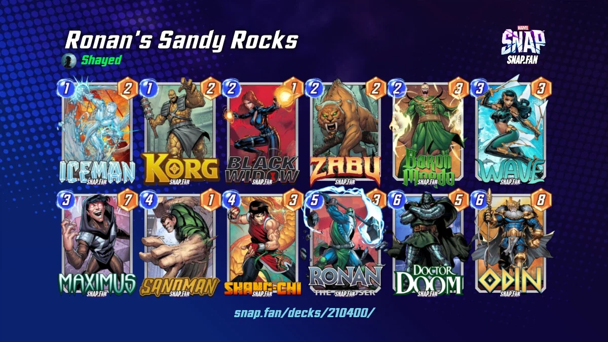 Ronan's Sandy Rocks by Shayed - Marvel Snap Decks - snap.fan