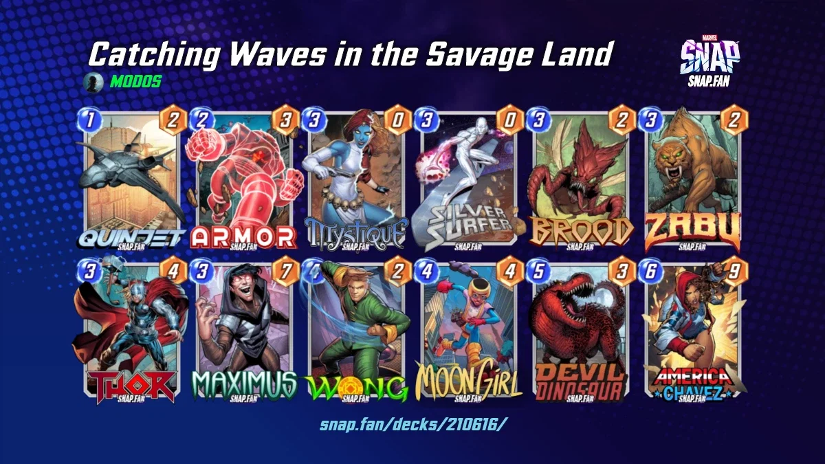 Catching Waves in the Savage Land by MODOS - Marvel Snap Decks - snap.fan