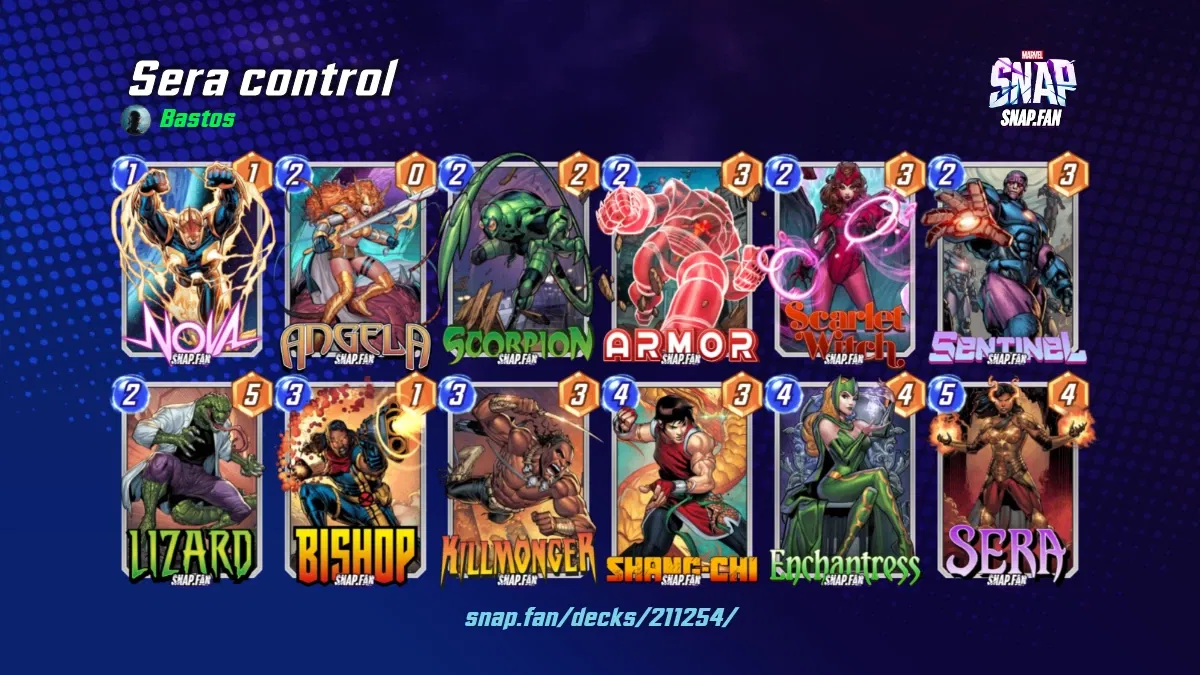 Sera control by Bastos - Marvel Snap Decks - snap.fan