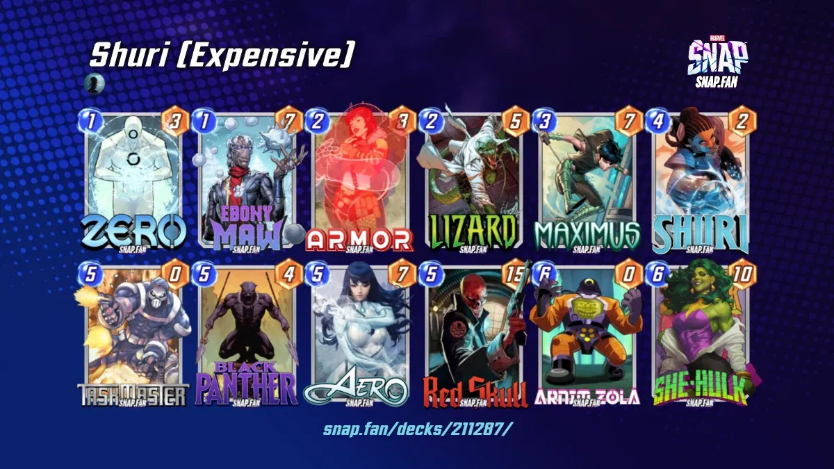 Shuri (Expensive) by None - Marvel Snap Decks - snap.fan