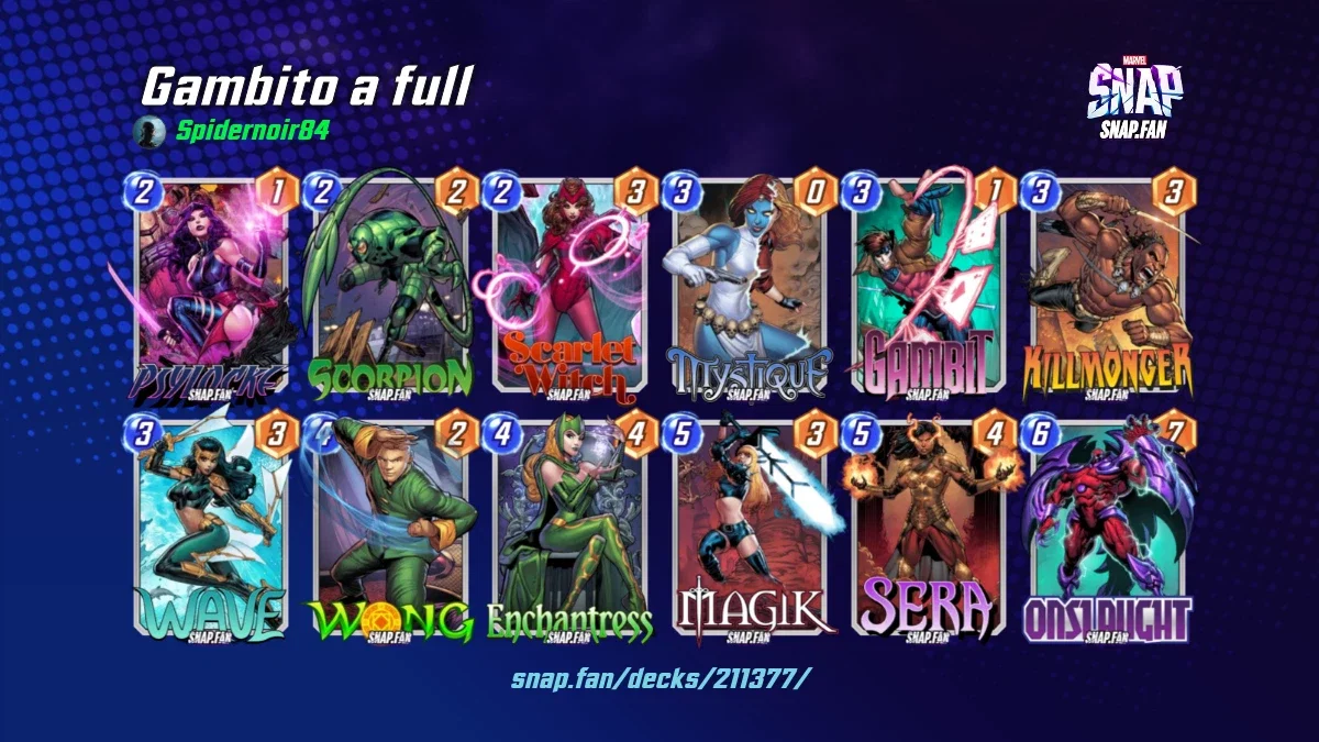 Gambito a full by Spidernoir84 - Marvel Snap Decks - snap.fan