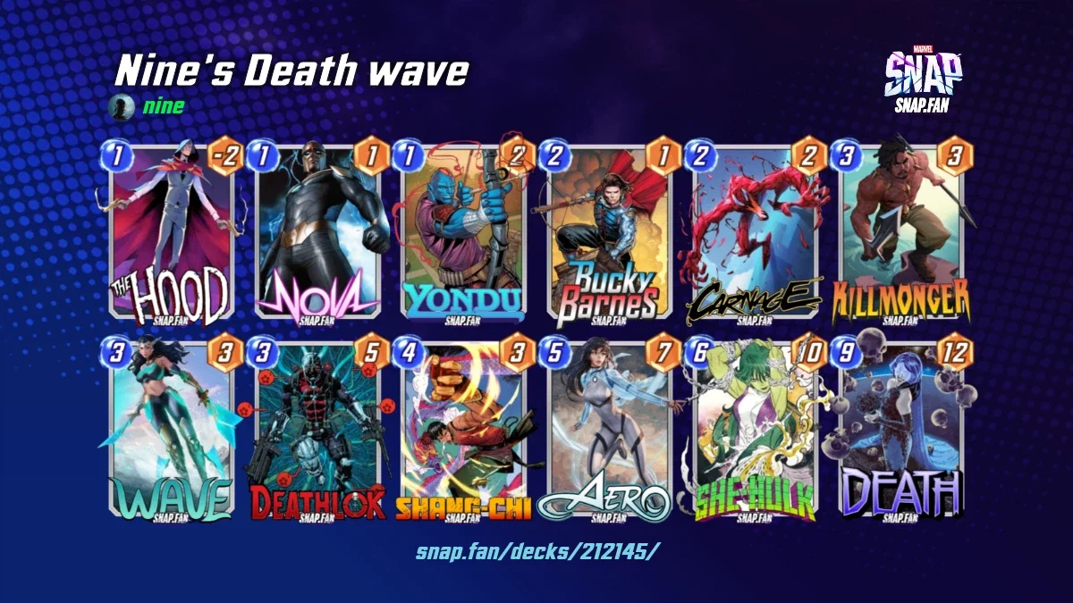 Nine's Death wave by nine - Marvel Snap Decks - snap.fan
